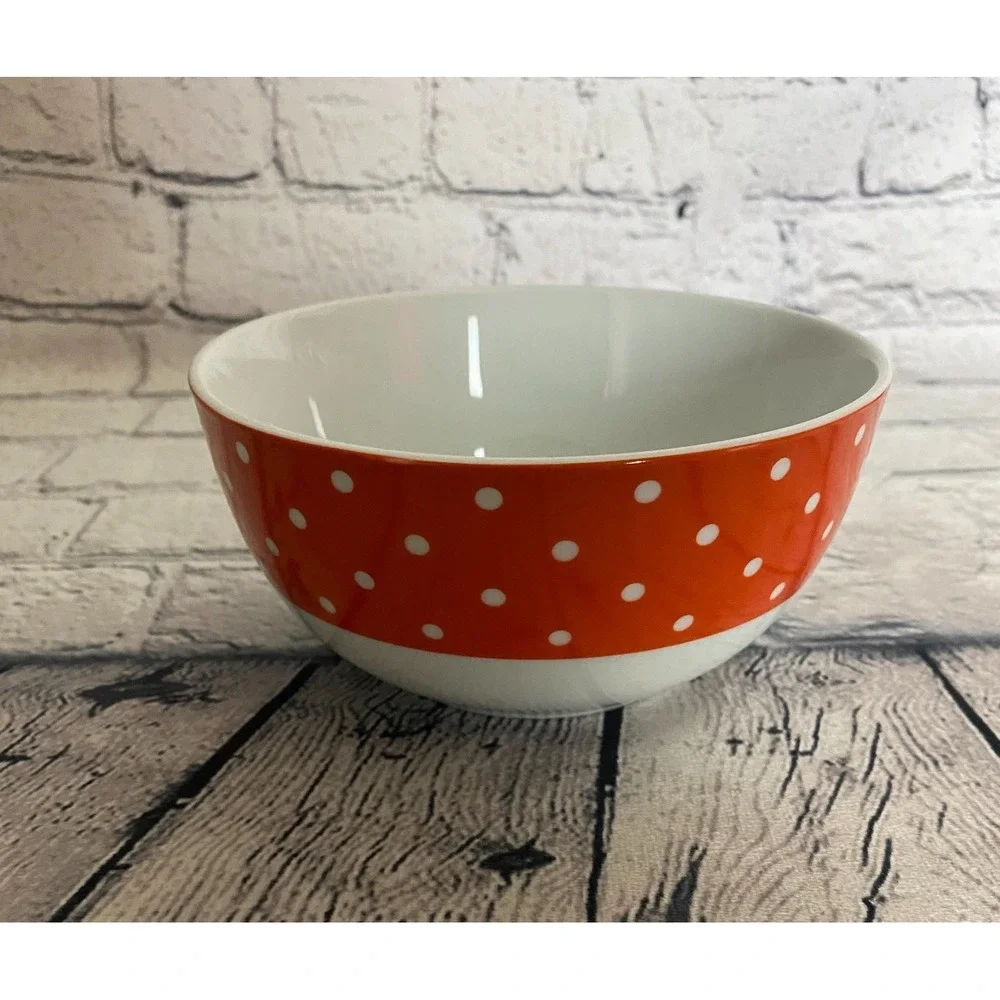 White Cross | Dining | Isaac Mizrahi Dot Luxe Orange White Polka Dot ...